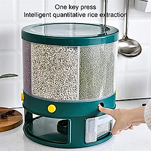 Rice Storage Container Rice Bucket Easy Dispensing Rotating Food Grade Large Capacity Practical 6-Grid Leak-Proof Rice Storage (Color : Wit)
