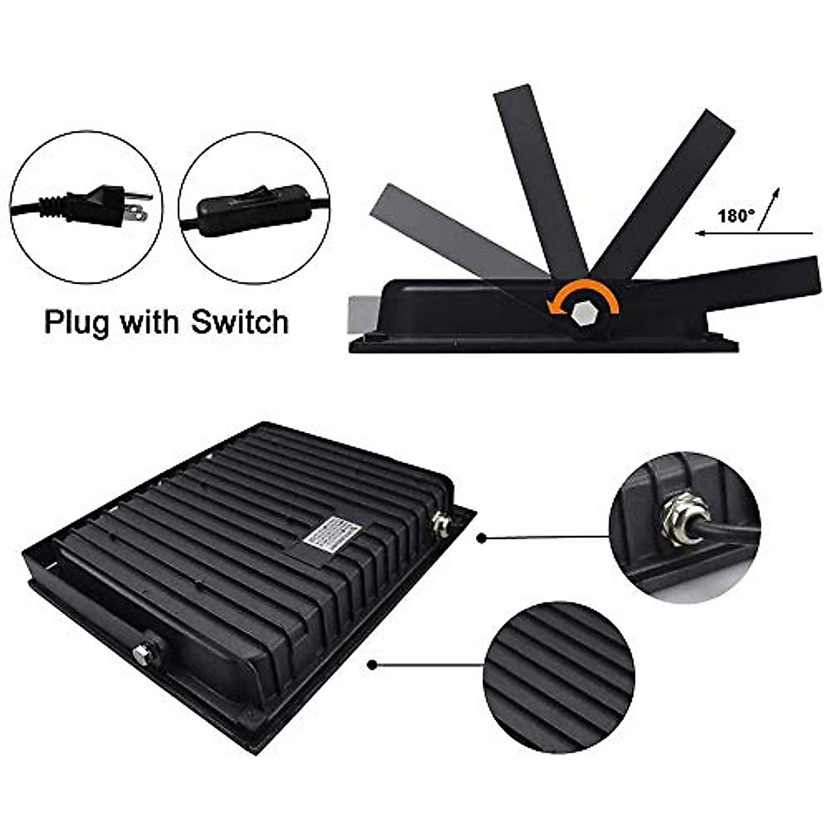 ZHMA 2 Pack 150W Led Flood Lights Outdoor, 12000LM Super Bright Work Light, IP66 Waterproof, 6500K Daylight White, Outdoor FloodLights for Backyard,Playground,Basketball Court