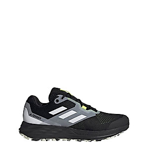 adidas Men's Terrex Two Flow Trail Running Shoe, Core Black/Crystal White/Solar Yellow, 8.5