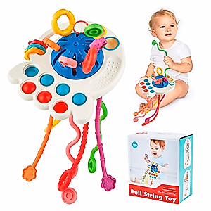 FLMRIOY Baby Montessori Sensory Toys, Octopus Pull String Activity Toys for Babies 18+ Months Toddler Early Interactive Learning Development Toy for Infant Newborn Boys Girls Gifts