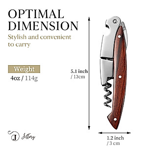 Jettory Wine Opener, Premium Waiters Corkscrew with Foil Cutter, Beer Opener & Dual Hinge for Wine Bottle, Stainless Steel Wine Key for Servers Waiters and Home Use