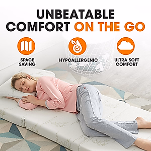 Cheer Collection Foldable Mattress - Tri Folding Mattress - Portable 4 Inch Thin Mattress for Floor - Must-Have Folding Mattress - Trifold Mattress for Sleepovers, Camping, and Guests (75"x25"x4")