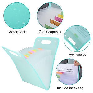 Jspupifip 2 Pcs Vertical Accordion Folder, 13 Pockets According File Folder Organizer Expanding File Folder Waterproof Document Receipt Organizer Accordian Filing Folder for Classroom, Home, Office