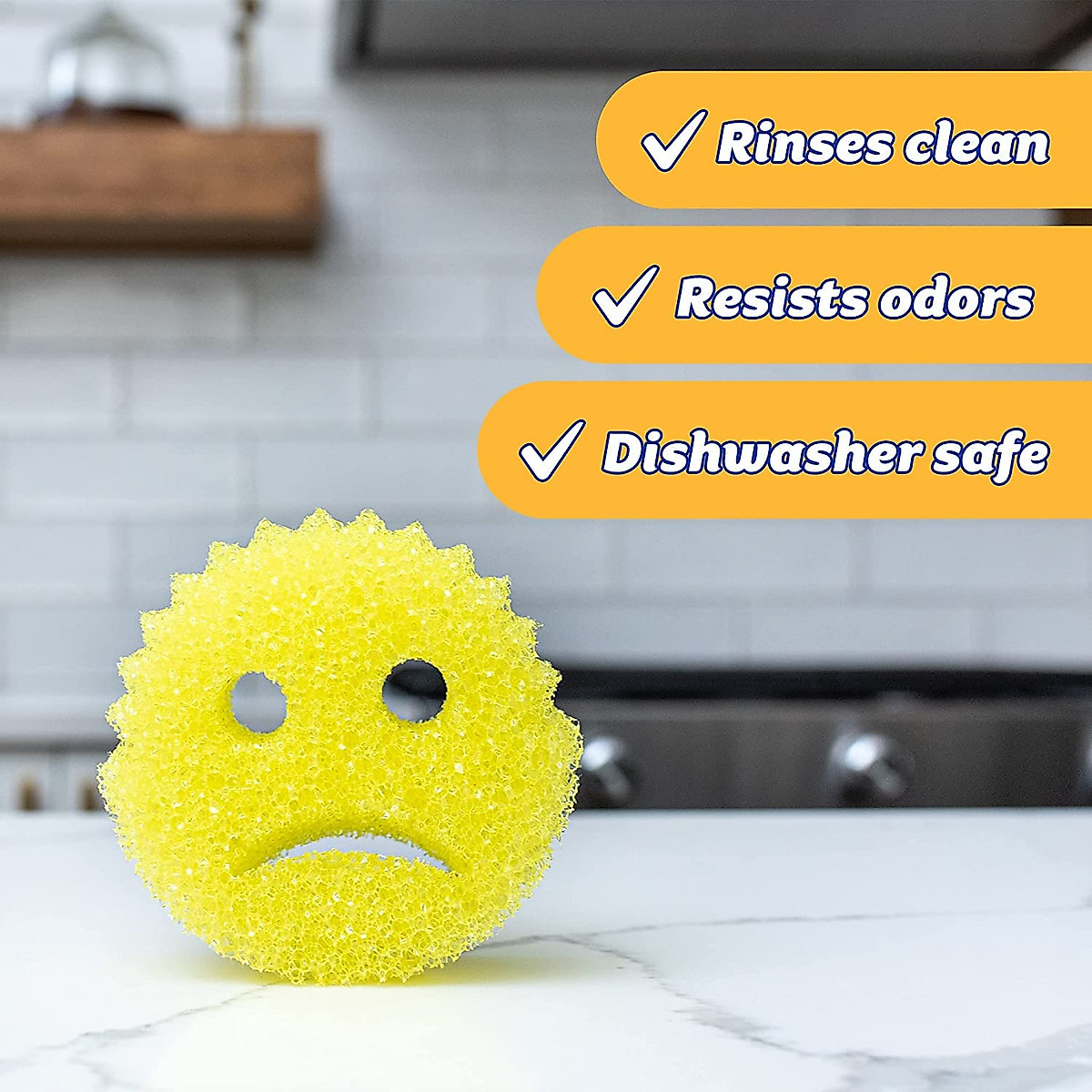 Scrub Daddy Sad Mommy and Daddy - Scratch-Free Multipurpose Dish Sponge - BPA Free & Made with Polymer Foam - Stain, Mold & Odor Resistant Kitchen Sponge (2 Count)