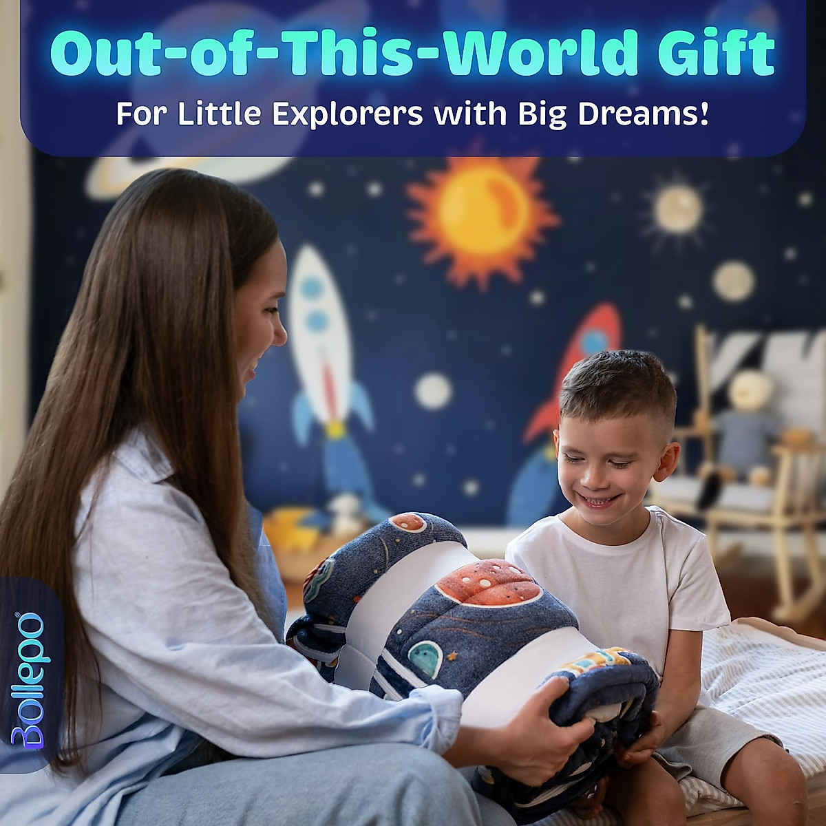 Kids Sleeping Bag with Pillow for Boys, Space, Planets Glow in The Dark Sleeping Bags for Kids 2-12, Sleeping Bag for Toddlers with Pillow Pocket, Ages 3+, Extra Soft Sleeping Bag for Kid (66'' x 33")