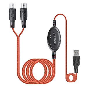 GREATLINK USB in-Out MIDI Interface Professional Piano Keyboard to PC/Laptop/Mac Converter/Adapter MIDI Cable for Home Music Studio Color Red - 6.5Ft