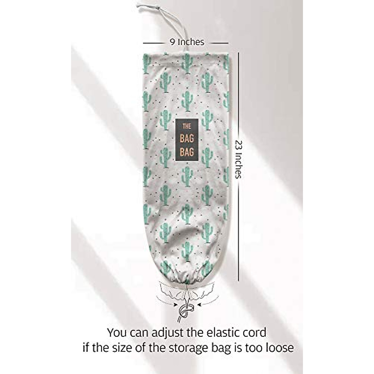 Cactus Plastic Bag Holder and Dispenser, Grocery Shopping Bags Carrier, Garbage Bag Organizer for Kitchen,Cactus Home Kitchen Décor, Gifts for the Holiday/Housewarming/Family/Friends,23x9 inch