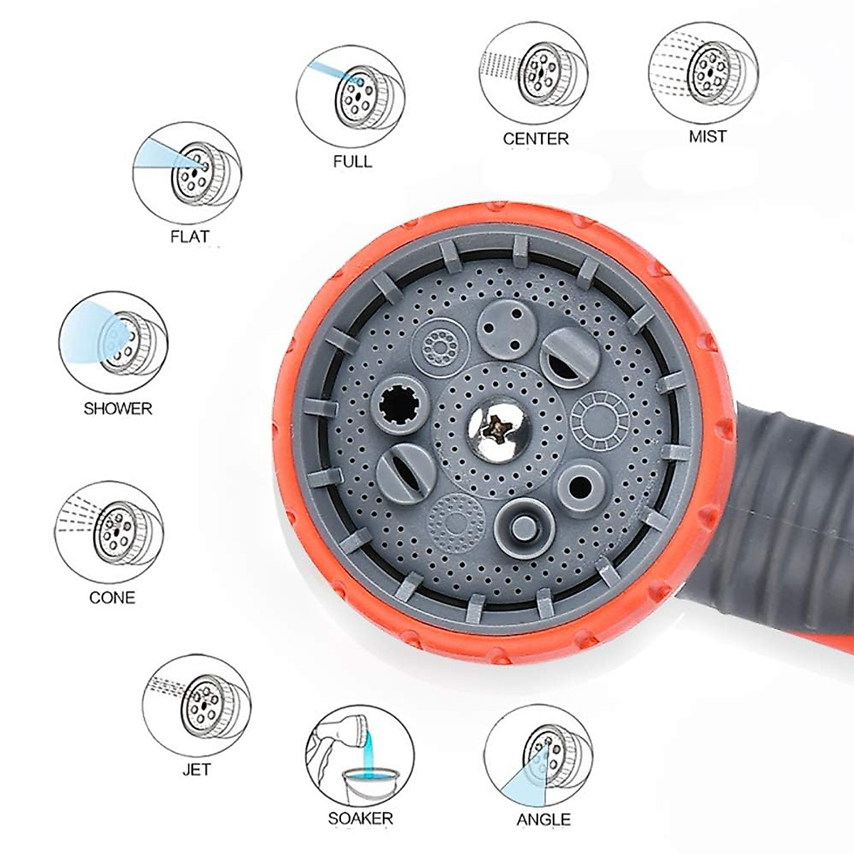 HmiL-U Garden Hose Nozzle Sprayer, Heavy Duty Metal High Pressure Water Gun, 9 Adjustable Watering Patterns Suitable for Watering Plants Washing Cars and Showering Pets