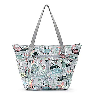 Sakroots Eco-Twill Tacoma Tote, Lt. Grey Peace Print