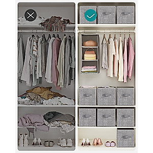 SONGMICS Storage Cubes, 11-Inch Non-Woven Fabric Bins with Double Handles, Set of 6, Closet Organizers for Shelves, Foldable, for Clothes, Gray UROB26LG