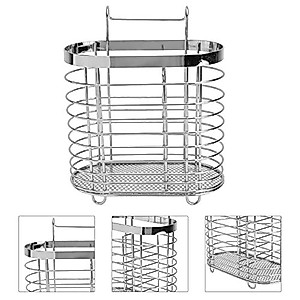 Cabilock Stainless Steel Utensil Drying Rack Basket Holder with Hook No Drilling Chopsticks Holder Spoon Fork Drainer Fork Basket Flatware Hanging Rack