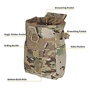 EXCELLENT ELITE SPANKER Molle Dump Pouch Drawstring Magazine Utility Pouch Folding Dump Pouch Waist Bag(Multicam)