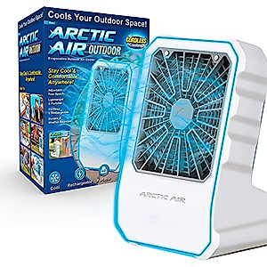 Arctic Air Outdoor Evaporative Cooler, Portable & Ultra-Quiet Air Cooler with 4 Fan Speeds, USB Rechargeable, 6-Hour Battery Life, Great for the Beach, Pool, Deck, Garden & More,White