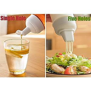 RROAD Measurable Condiment Squeeze Bottle 4PACS Sauce Squeeze Bottle Household plastic squeeze bottle kitchen tomato salad 5-hole squeeze bottle