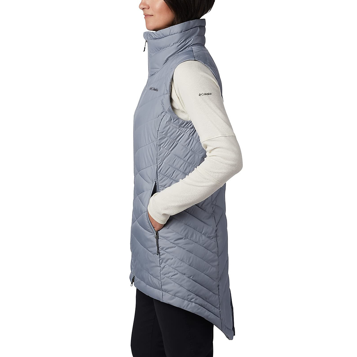 Columbia Women's Heavenly Long Vest, Trade Winds Grey, Small