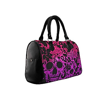 Day of the Dead Sugar Skull Print Womens PU Leather Handbag Top Handle Barrel Design Satchel Shoulde Bag Lady Purse