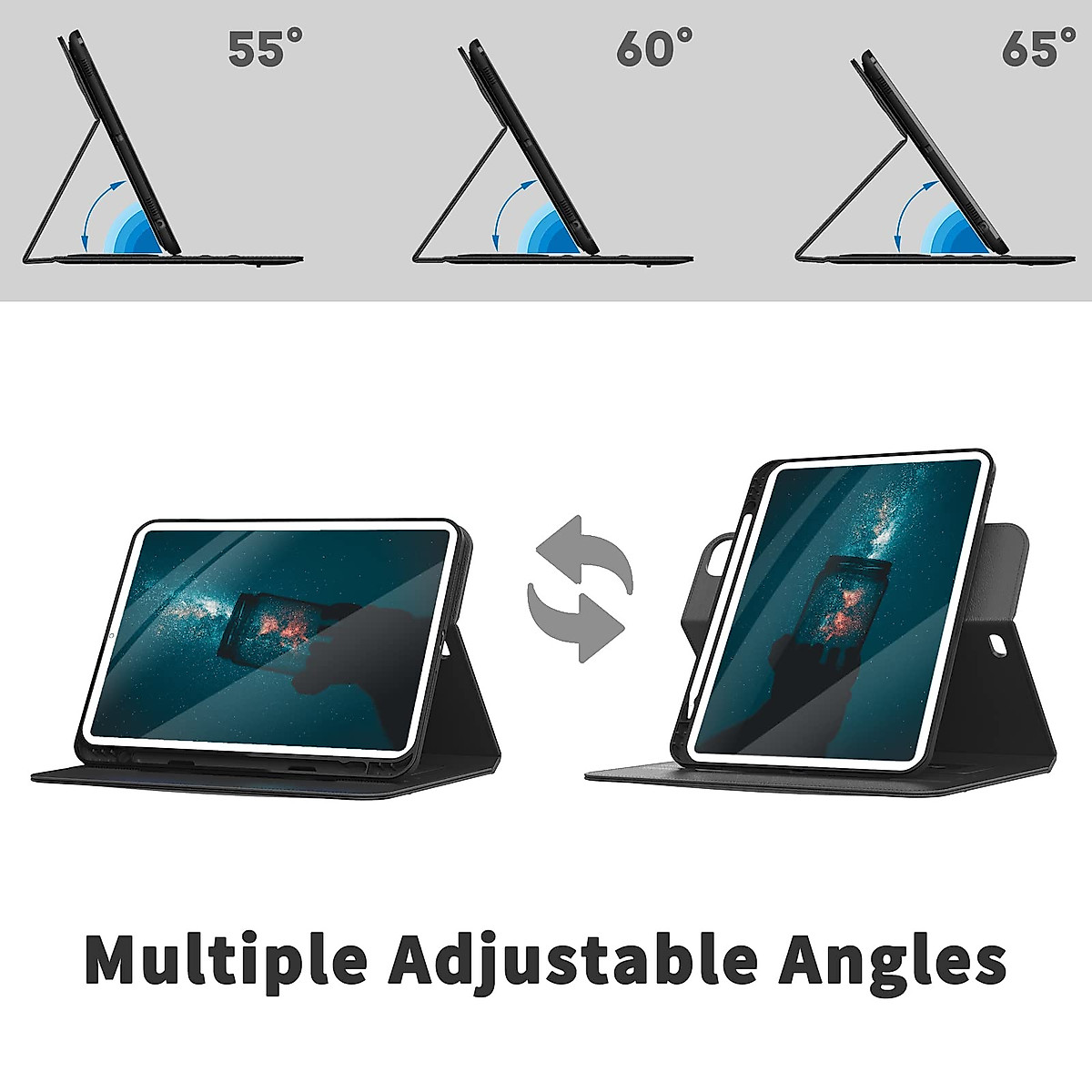 CAVOKAS for New iPad Pro 11 Inch Case 2021 3rd Generation, 2nd Gen 2020 Leather Case with Apple Pencil Holder - Auto Wake/Sleep, Durable & Removable Magnetic Protective Cover, Black