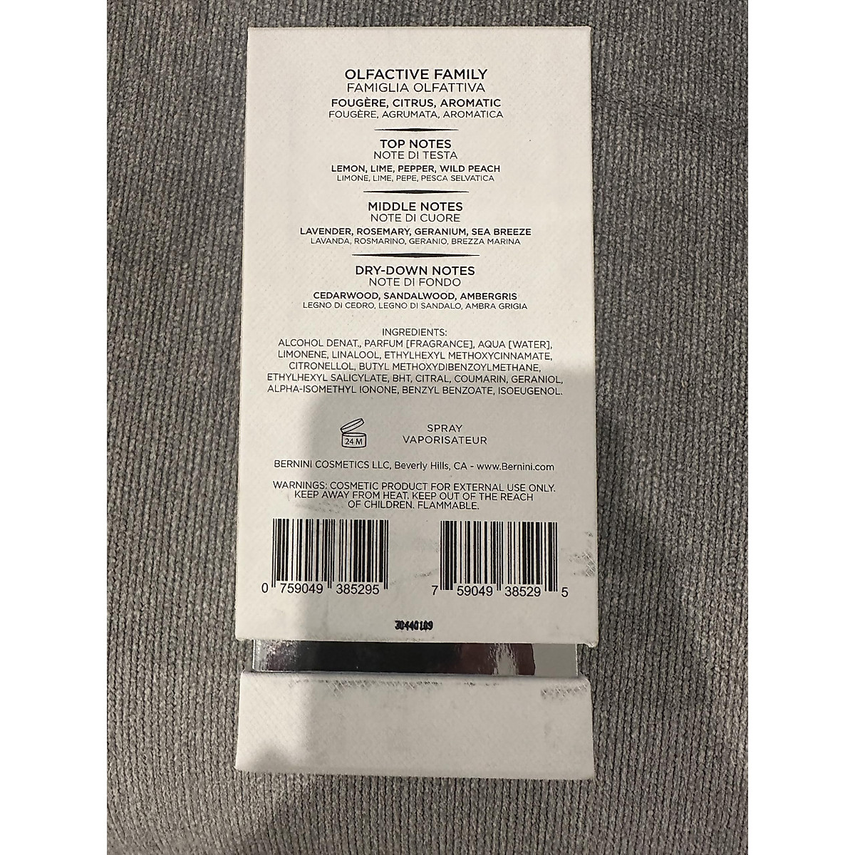 BERNINI Original Man Fragrance Eau De Parfum | Made In Italy