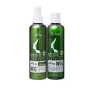 AllDay Synthetic Wig Spray (8 oz) & Wig Shampoo (8 oz) Bundle | Cleanse, Extend, Revitalize, Refresh, Soften, Hydrate, Detangle Wigs & Hairpieces | Grape Scent