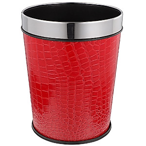 NUOBESTY Retro Trash Can 5L Small Waste Paper Basket Waste Container Bin Garbage Container for Bathroom, Bedroom, Office(Red)
