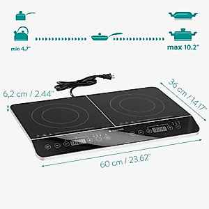 Navaris Double Induction Cooktop - Portable Dual Countertop Electric Stove Burner Cook-Top Hot Plate with 2 Hobs for Cooking - 24 x 14 x 3 Inches