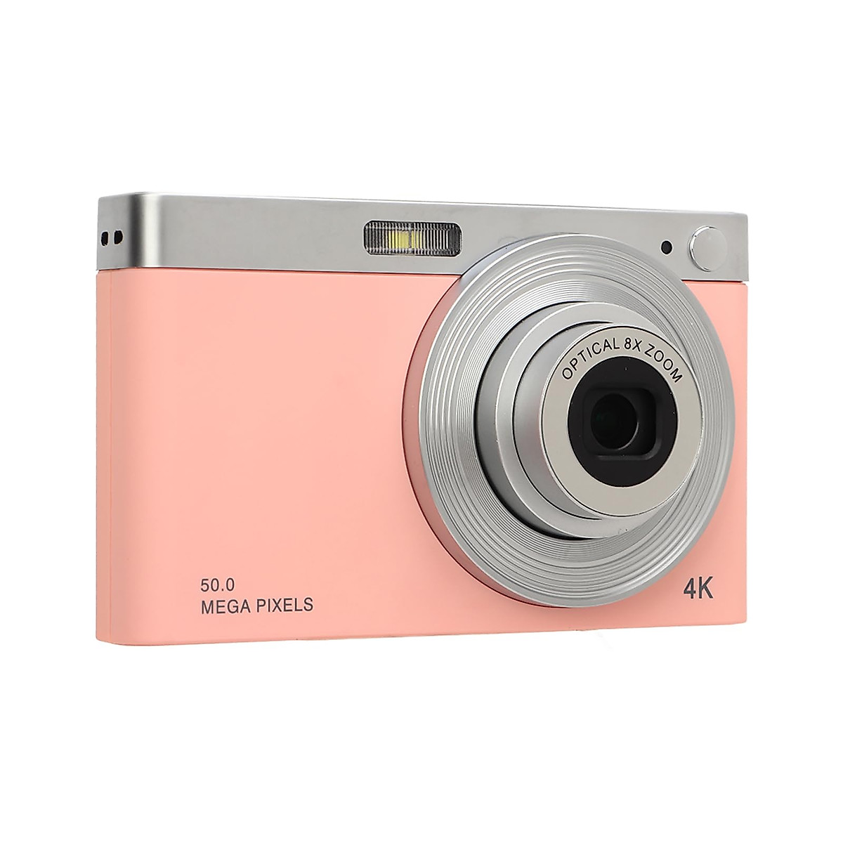 Portable Digital Camera, 4K Video Output Fill Light 2.88 Inch HD IPS Screen Anti Jitter Teens Small Camera with Lanyard for Travel (Pink)