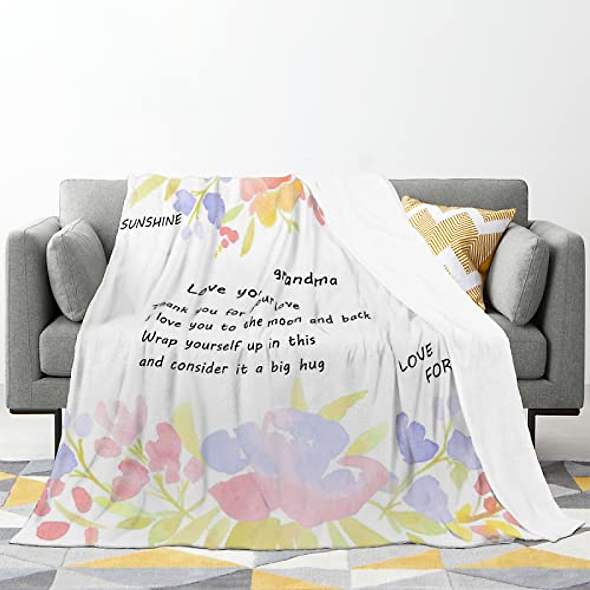 Grandma Blanket from Grandkid Birthday Gifts for Grandma 50"×60" Cozy Soft Grandma Throw Blanket for Couch Warm Super Soft Blanket Comfy Lap Blanket for Sofa