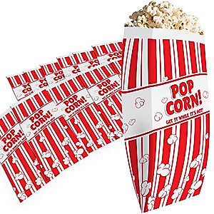 Popcorn Bags Coated for Leak/Tear Resistance. Single Serving 1oz Paper Sleeves in Nostalgic Red/White Design. Great Movie Theme Party Supplies or for Old Fashioned Carnivals & Fundraisers! (200)