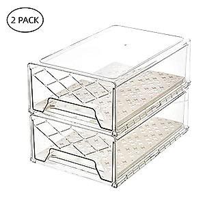BuonHucs Pantry Organization and Storage, Refrigerator Organizer Bins, Fridge Pull-Out Drawer Containers, Stackable Storage Bins for Kitchen, Cabinet, Closet, Bathroom (2 PACK, 12.6"L x 8"W x 4.4"H)