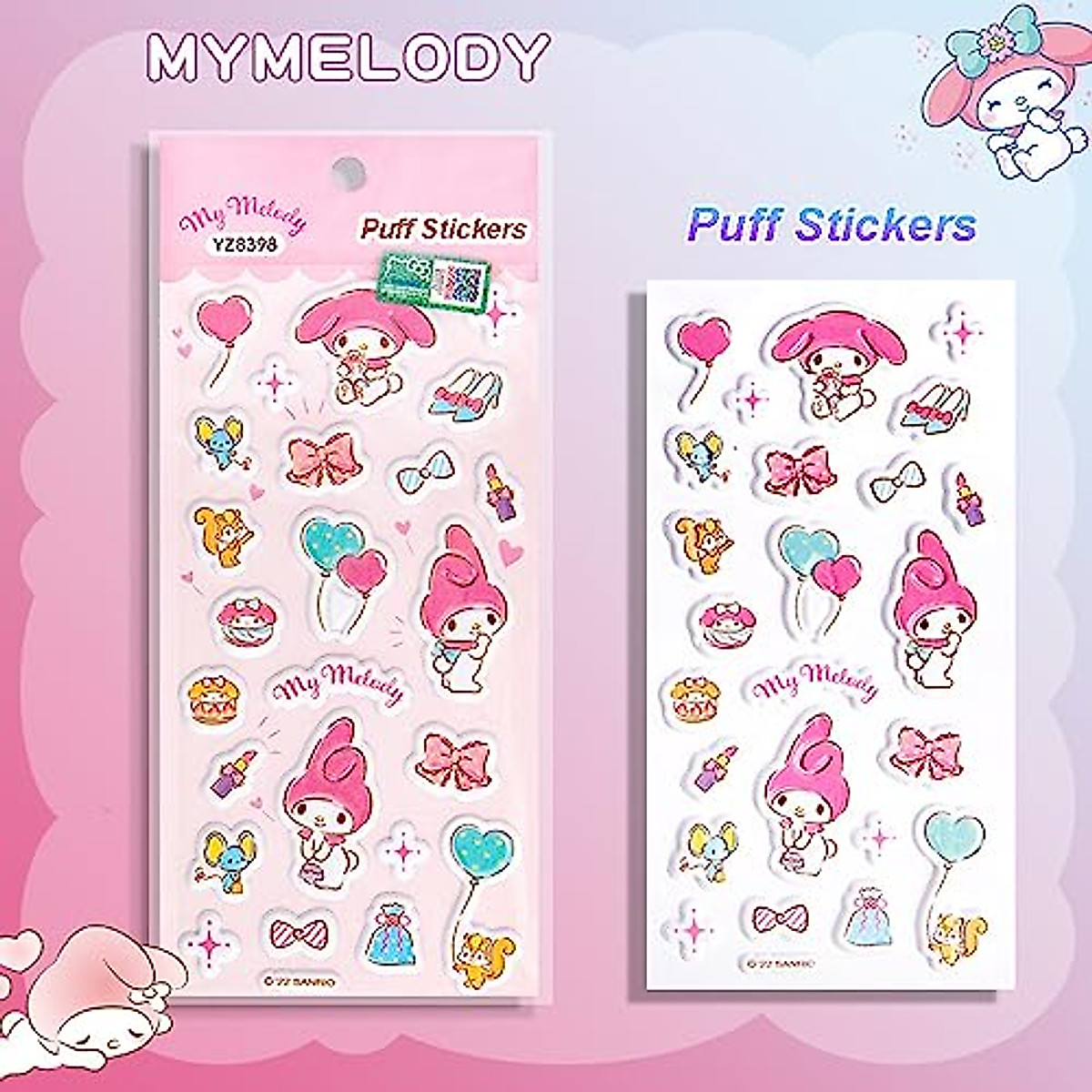 Cute Puffy Stickers for Kids Stickers 3D Waterproof Kawaii Puffy Sticker Kit for Water Bottle Phone Laptop Scrapbooking Computer for Toddlers Girls Teens Kids 4 Sheets
