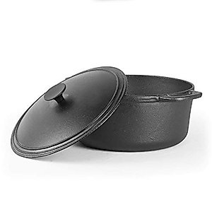 COMMERCIAL CHEF 6.6 Quart Cast Iron Dutch Oven with Dome Lid and Handles