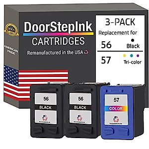DoorStepInk Remanufactured Ink Cartridge Replacements for HP 56 & HP 57 2 Black 1 Color 3 Pack for Printers HP DeskJet 450cbi, 450ci, 450wbt, 5150, 5150w, 5160