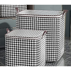 Large Capacity Clothes Storage Bag Wardrobe Sorting Storage Box,Double Zipper Closure and Reinforced Handle,Winter Quilt Storage Box,for Pillows,Blankets, Bedding,Toys or Other Seasonal Clothes (S)