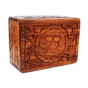 Wooden Pet Memorial Cremation Urns for Ashes Pet Urn Wood Keepsake Paw Box Urns for Cat Dogs Ashes | Cat Memorials
