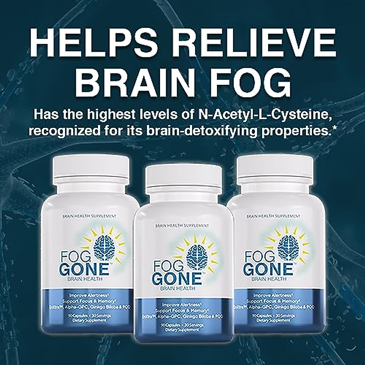 Fog Gone Brain Health Supplement | Nootropic Formula Helps Clear Brain Fog & Cognitive Brain Fatigue | Aids in Boosting Focus, Concentration & Clarity | Caffeine-Free | 30-Day Supply