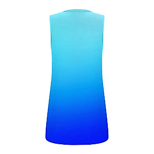 Ceboyel Boho Tank Tops for Women Womens 2023 Gradient Tank Tops Summer Sleeveless Causal Shirt Square Neck Dressy Blouse Beach Trendy Ladies Outfits Blue X