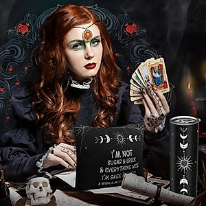 Tioncy Moon Phase Witch Gifts Christmas Goth Moon Tumbler with Lid and Straw Witch Makeup Bag Moon Phase Keychain Witch Stuff for Xmas Witchcraft Women Female Friends Birthday I'm Not Sugar Spice