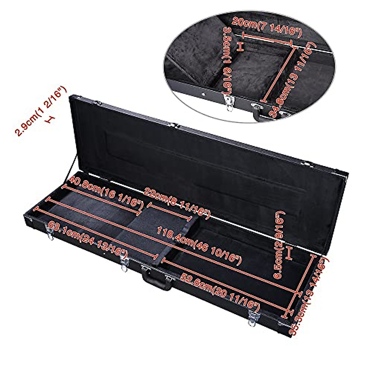 ZeHuoGe Electric Guitar Hard Case Electric Guitar Wooden Hard Shell Lockable Black (Black for Electric Bass Guitar)