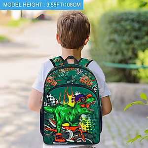 UFNDC 3PCS Dinosaur Backpack for Boys, Kids Preschool Bookbag with Lunch Box, 16”School Bag for Elementary Toddler
