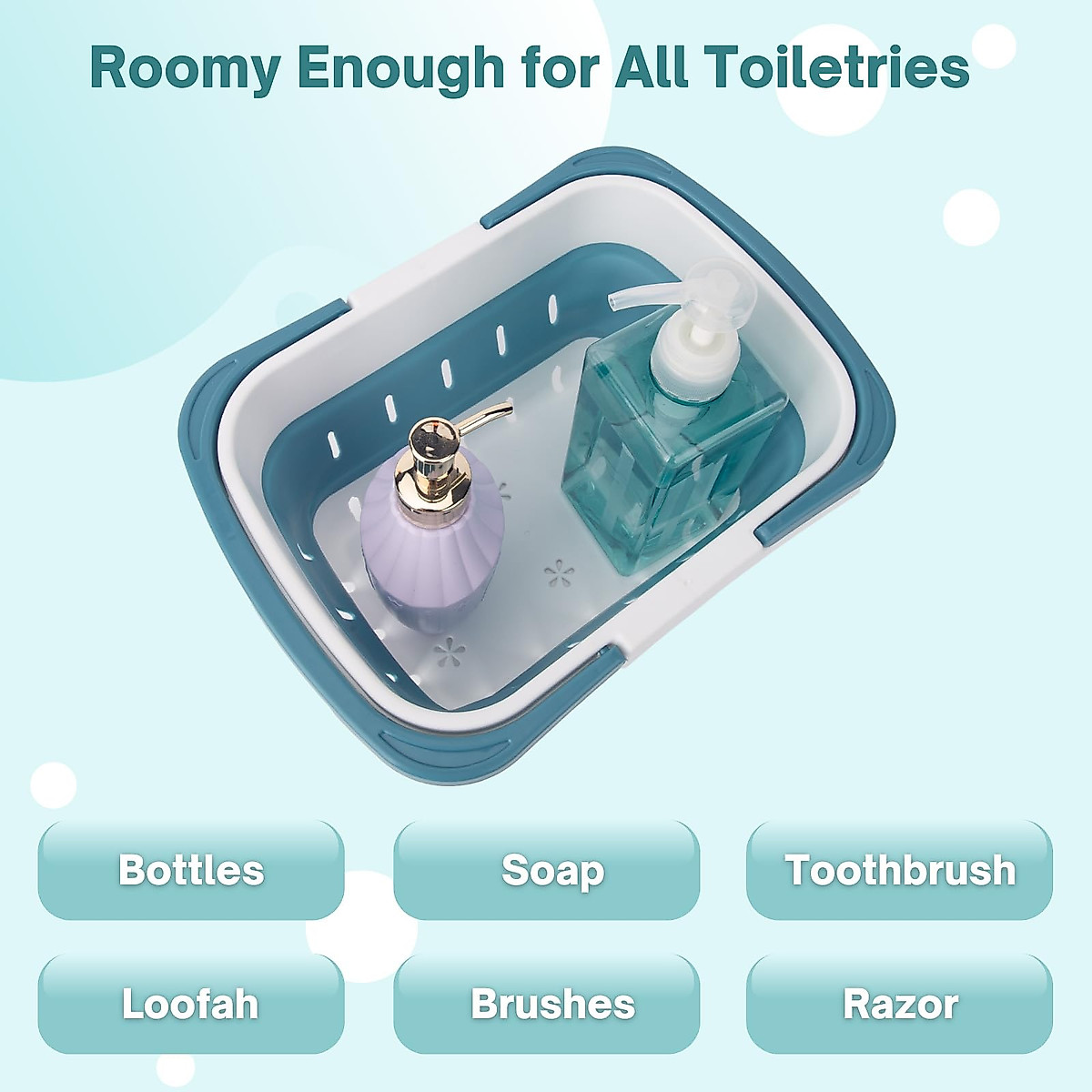 KeFanta Shower Caddy Basket, Portable Shower Tote, Plastic Dorm College Shower Organizer Bucket with Handles