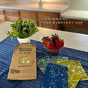 9 Pack Reusable Beeswax Wraps For Food - Zero Waste, Organic Bee wrap for food leftovers, Fruit, Bees wax paper food wrap