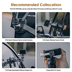 Falcam F22 Quick Release Kit for Action Cameras, Camera Mounting Adapter Convert Action Camera Interface to F22 QR System, 22mm Aluminum Camera Accessory Kit for Photographer, Fits for GoPro and DJI