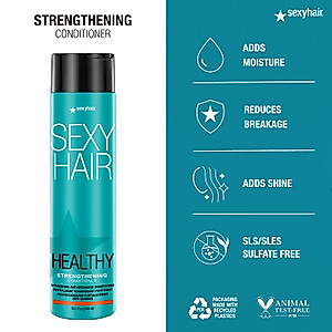 SexyHair Healthy Strengthening Anti-Breakage Conditioner, 10.1 Oz | Helps Provide Stength and Flexibility to Damaged Hair | SLS and SLES Sulfate Free