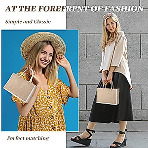 10 Pcs Small Burlap Jute Bags Jute Totes with handle Burlap Jute Gift Totes Burlap Welcome Bags for Women Bridesmaid Wedding Beach (8.66 x 6.3 x 5.12 Inch)