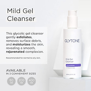 Glytone Mild Cream Cleanser with 3.4 Free Acid Value Glycolic Acid, Glycerin, Creamy for Dry Skin, Citrus Oil, Exfoliate and Moisturize, 6.7 oz