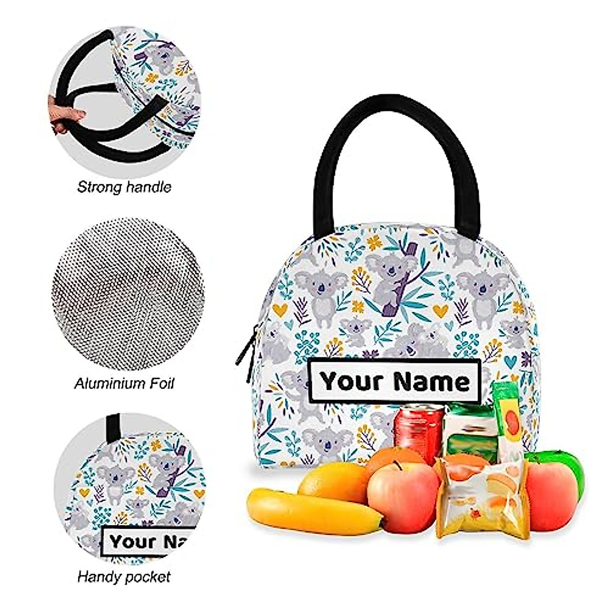 Vnurnrn Cute Koala Customize Kids Backpack Sets with Lunch Box Student School Bag Bookbag Set for Boys Girls Daypack for Camp Laptop