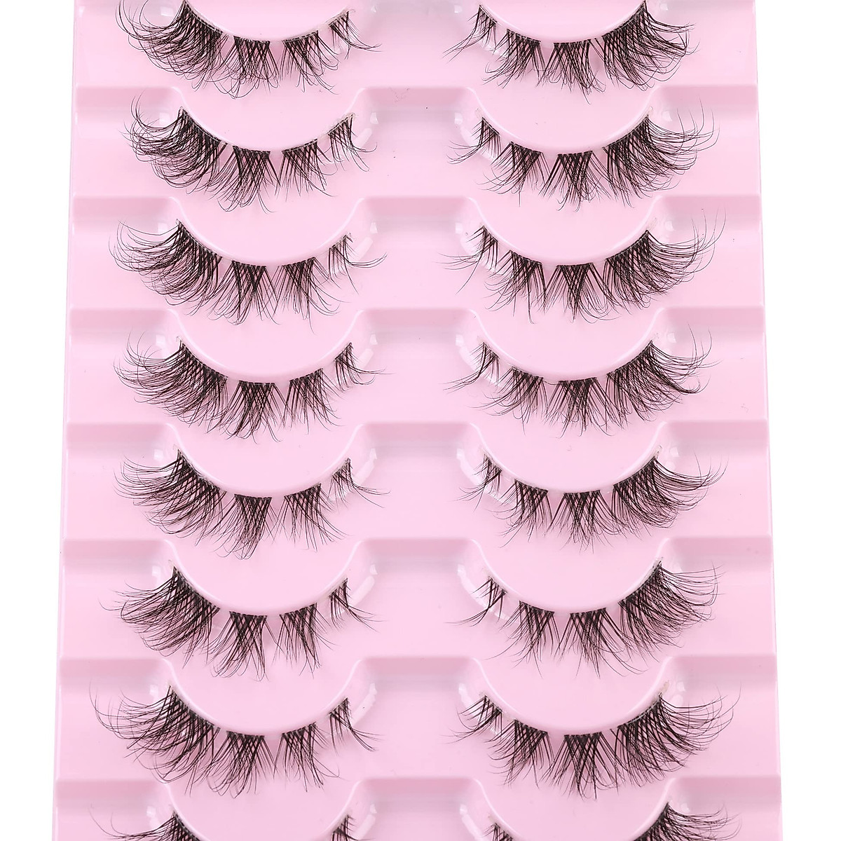 Bottom Lashes Natural False Eyelashes Wispy Lower Mink Lashes Natural Look Clear Band Under Fake Eyelashes Extension DIY Cosplay Eye Lashes Pack 6mm Soft Light Reusable Lash Strip 7 Pairs