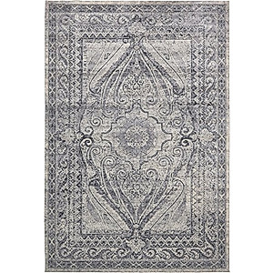 Unique Loom Chateau Collection Victorian, Textured, Vintage, Traditional, Distressed Area Rug, 10 ft x 14 ft (5 in), Navy Blue/Ivory