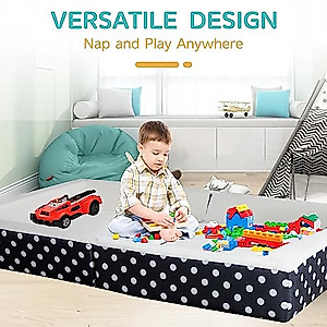 MOOITZ Toddler Bed, 3-in-1 Toddler Floor Bed: Portable, Foldable, and Travel-Friendly - Ideal Travel Bed for Toddlers and Kids, Navy Blue, 55x34 Inch