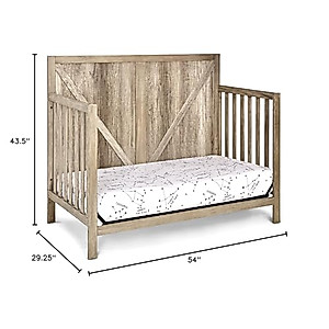 Pvillez Convertible Crib, 4-in-1 Convertible Crib, Farmhouse Style Baby Crib Converts to Toddler Bed, Daybed and Full Size Bed, Easy Assembly (Vintage Chestnut)